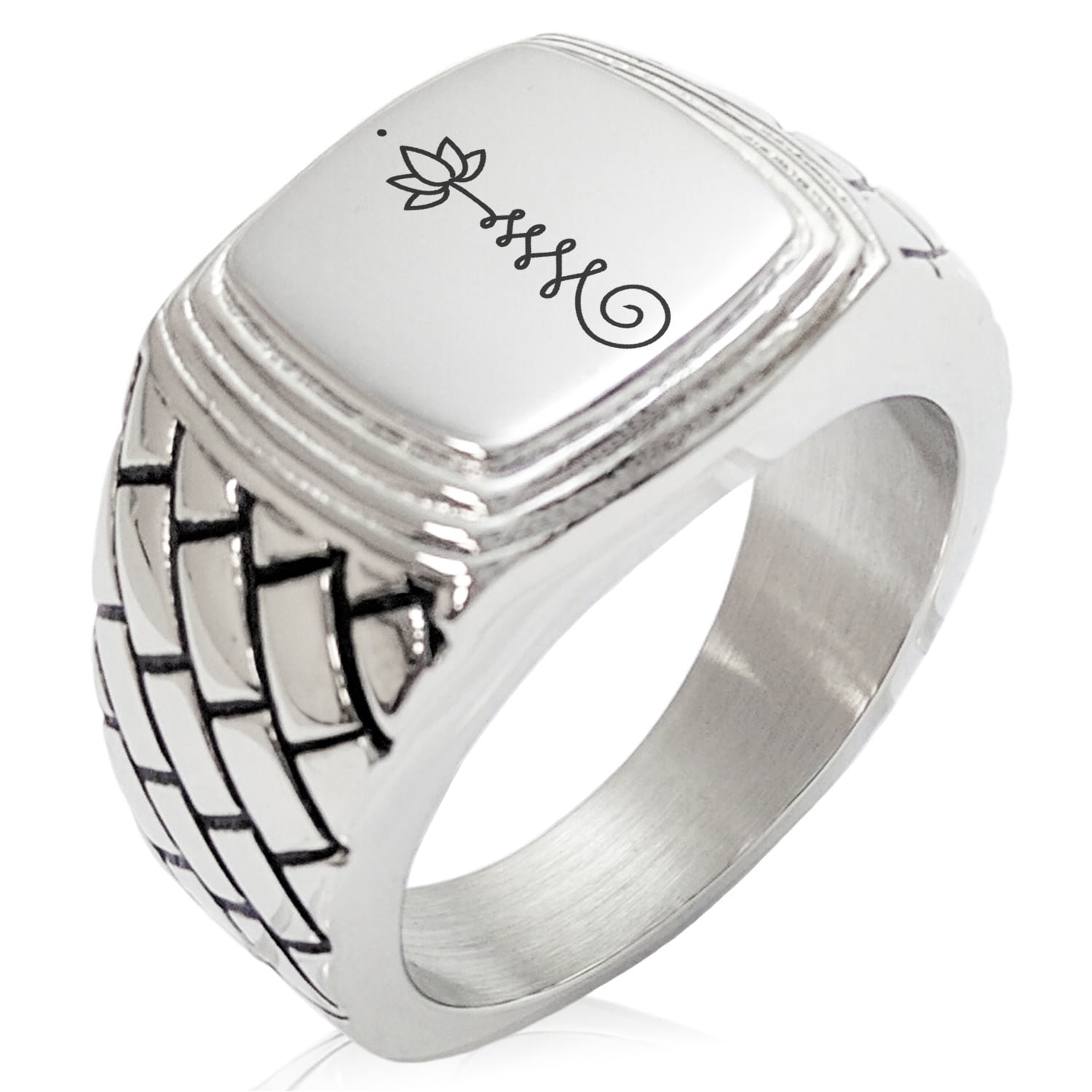 Tioneer Stainless Steel Sacred Lotus Unalome Geometric Pattern Step ...