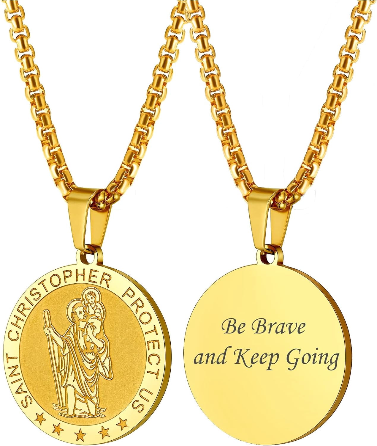 Stainless Steel Saint Christopher Necklace for Men Women, 22"-24 ...