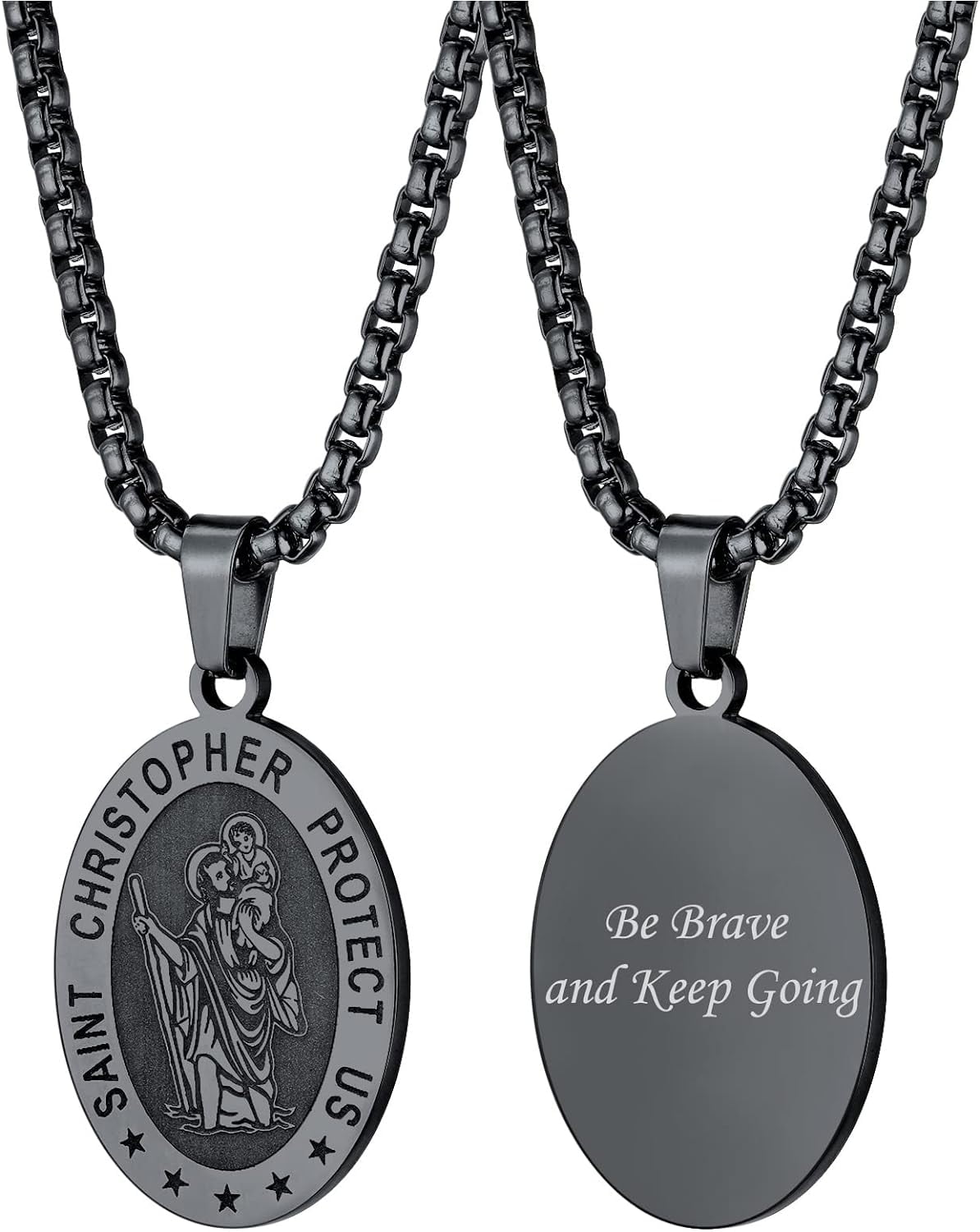 Stainless Steel Saint Christopher Necklace for Men Women, 22"-24 ...