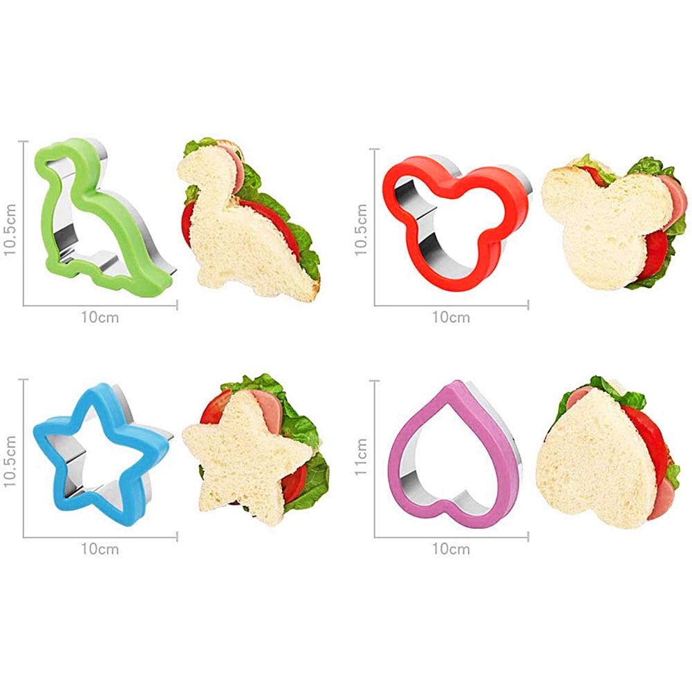 Stainless Steel Sandwich Cutter Set Heart Dinosaur Mickey Head Shaped ...