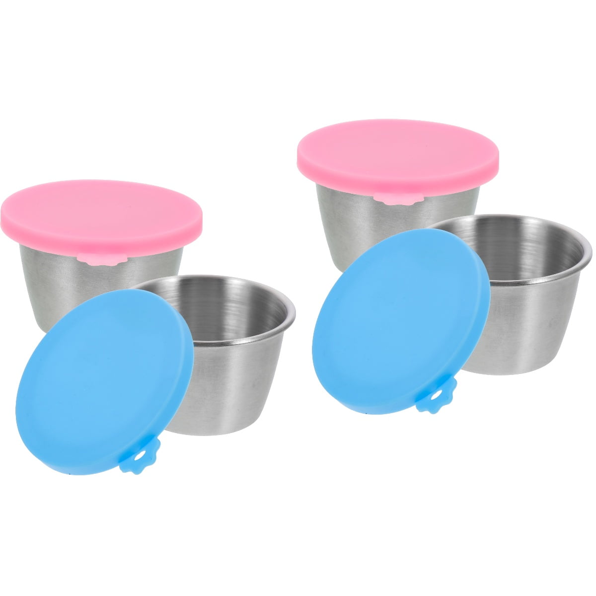 Stainless Steel Sauce Cup 4 Pcs Seasoning Boxes Dressing Container ...