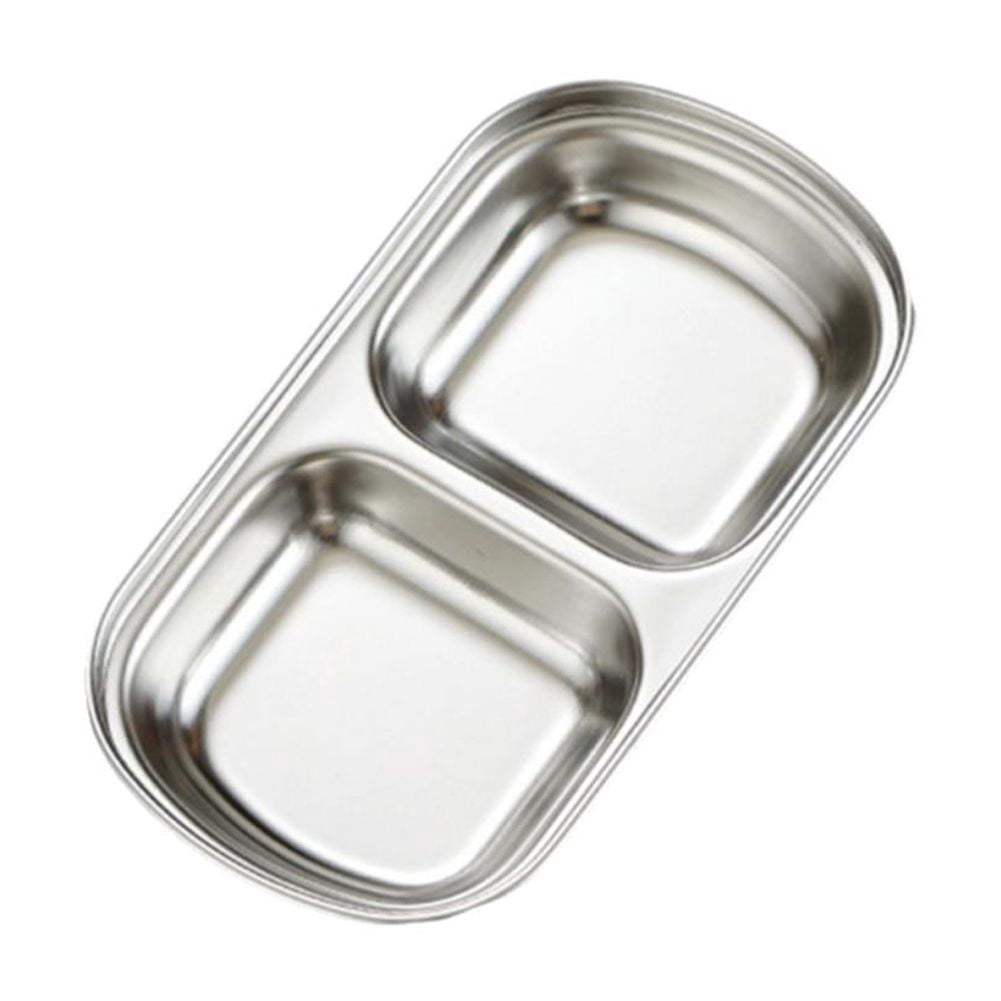 Stainless Steel Sauce Dishes Divided BBQ Sauce Spice Dipping Tray Plate ...