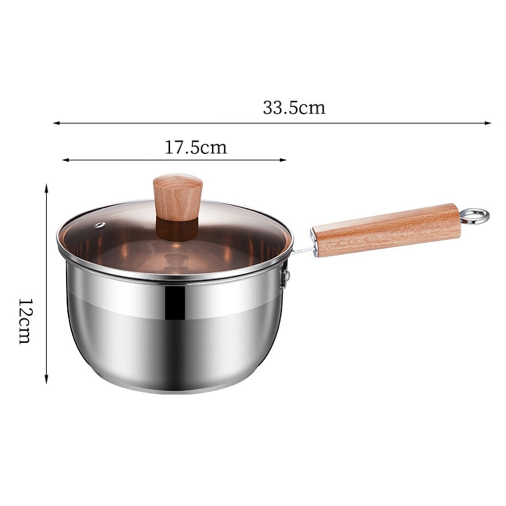 Stainless Steel Sauce Pan With Lid,Snow Pan Pot With Wood Handle For ...