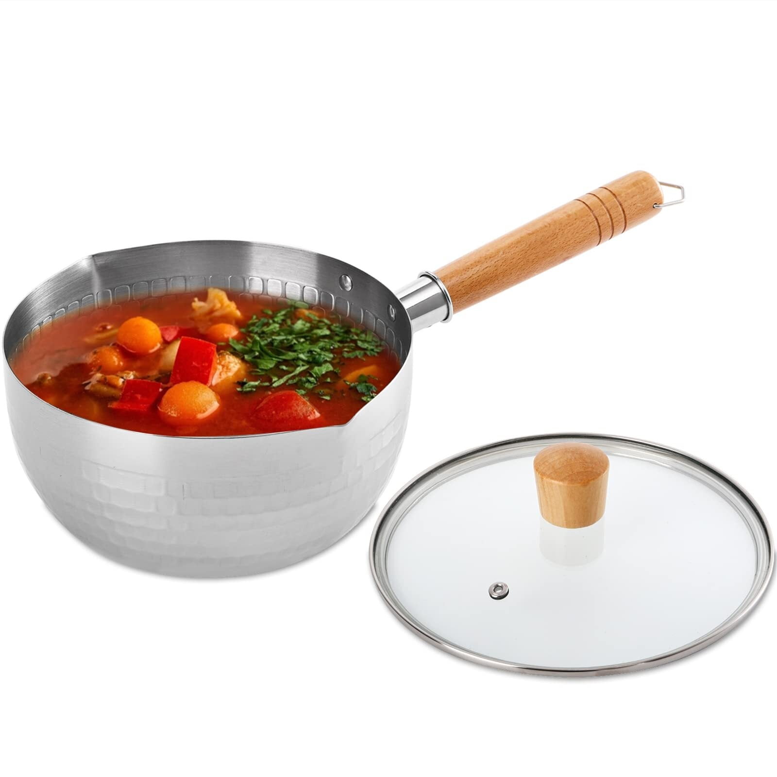 Stainless Steel Saucepan with Glass Lid, 2 Quart Yukihira Sauce Pan ...