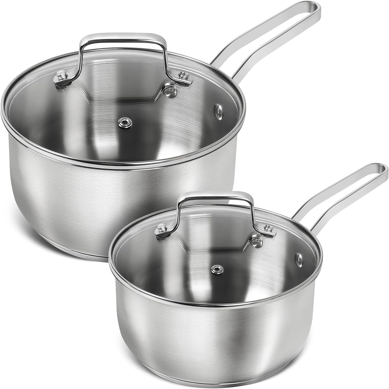 Stainless Steel Saucepan Set 1QT & 2QT, Induction Sauce Pan with Lid ...