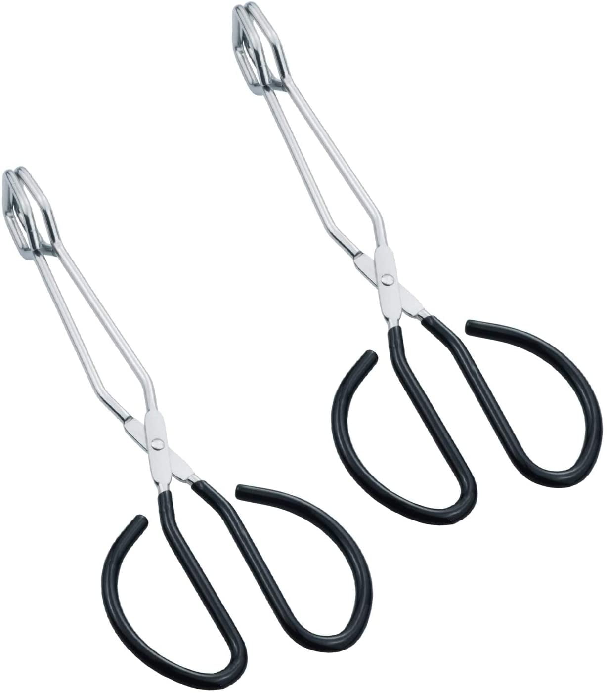 Stainless Steel Scissor Tongs 10-Inch Cooking Food Tongs with Black ...