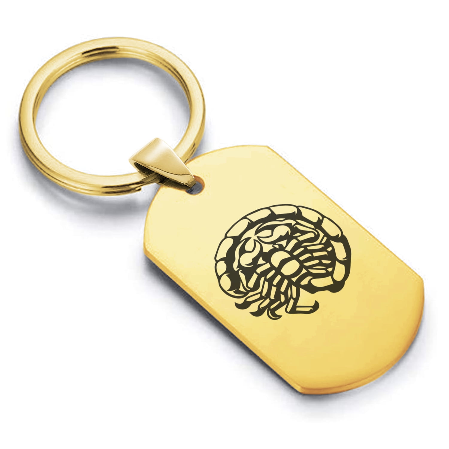 Stainless Steel Scorpio Zodiac (Scorpion) Dog Tag Keychain Circle Ring ...