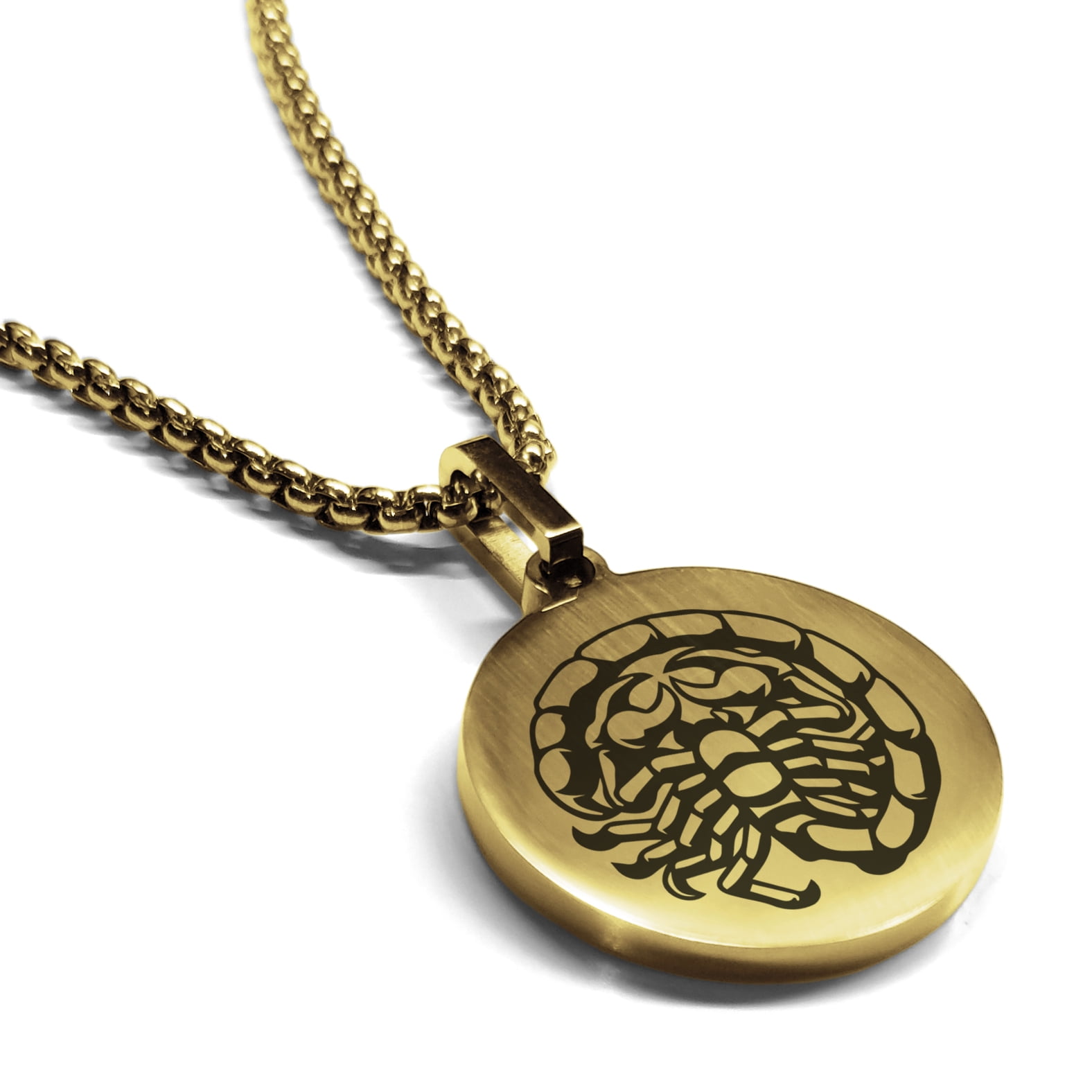 Stainless Steel Scorpio Zodiac (Scorpion) Round Medallion Pendant ...