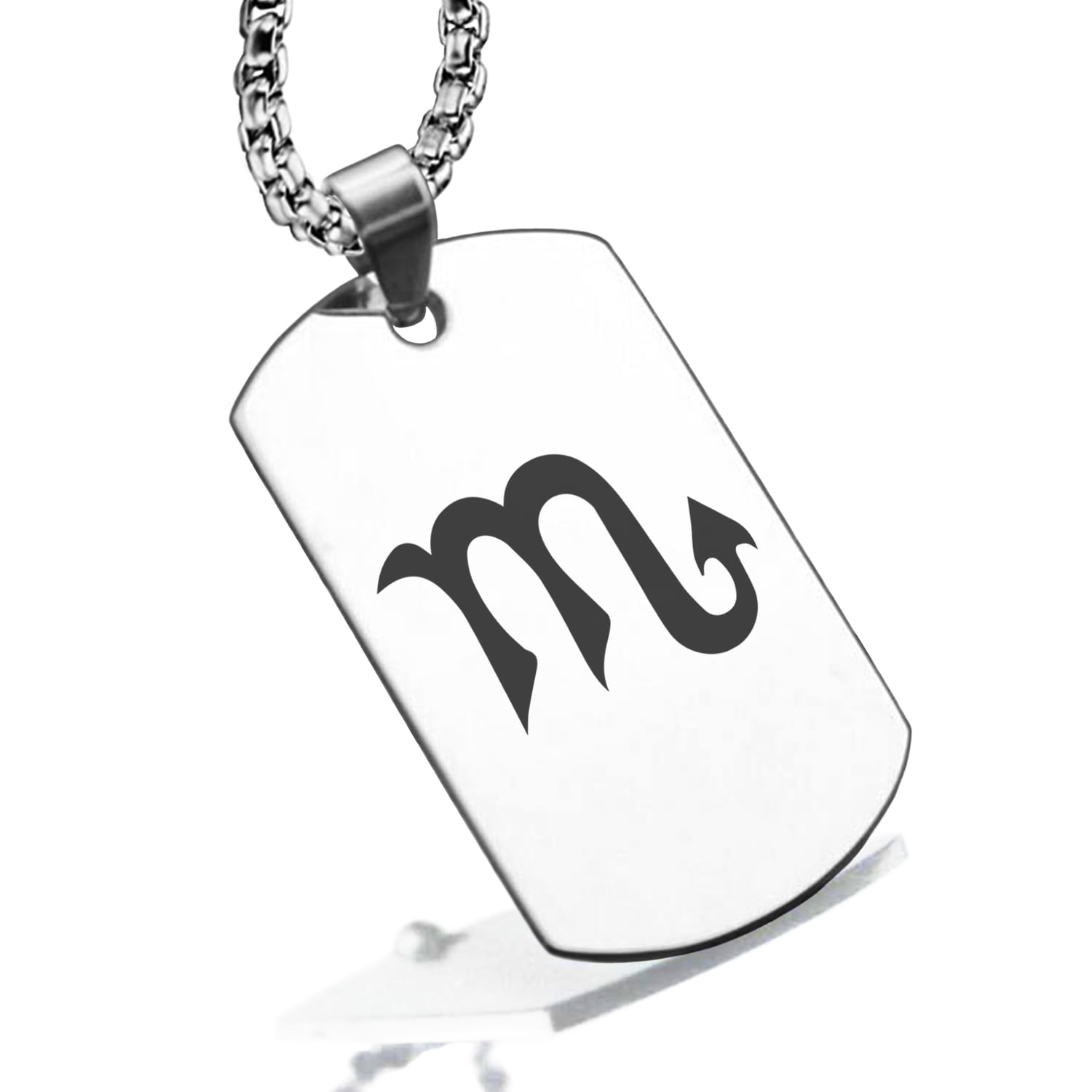 Stainless Steel Scorpio Zodiac Sign (Scorpion) Dog Tag Pendant Necklace ...