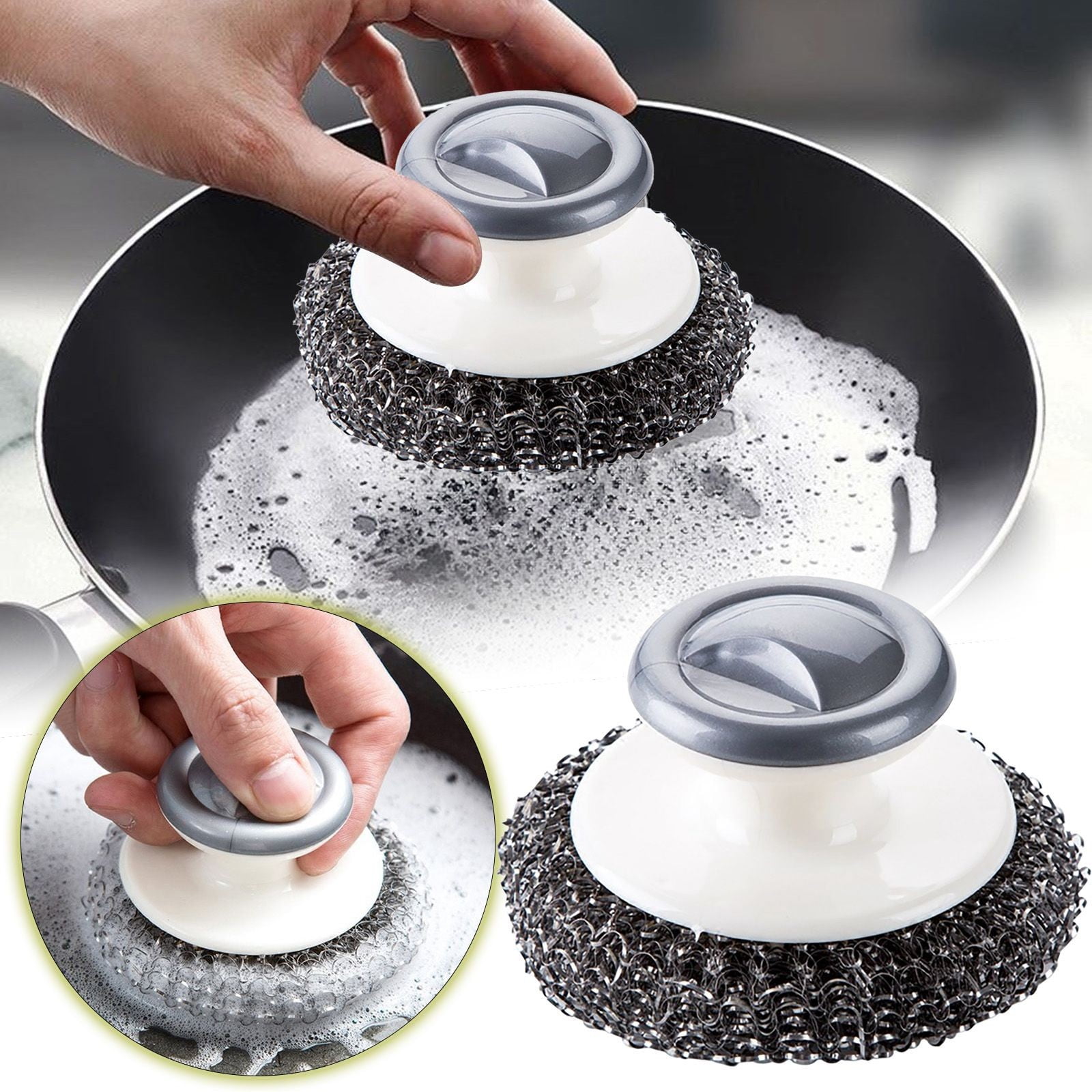 Stainless Steel Scouring Pad Heavy Duty Cleaning Brush Tool For Kitchen ...