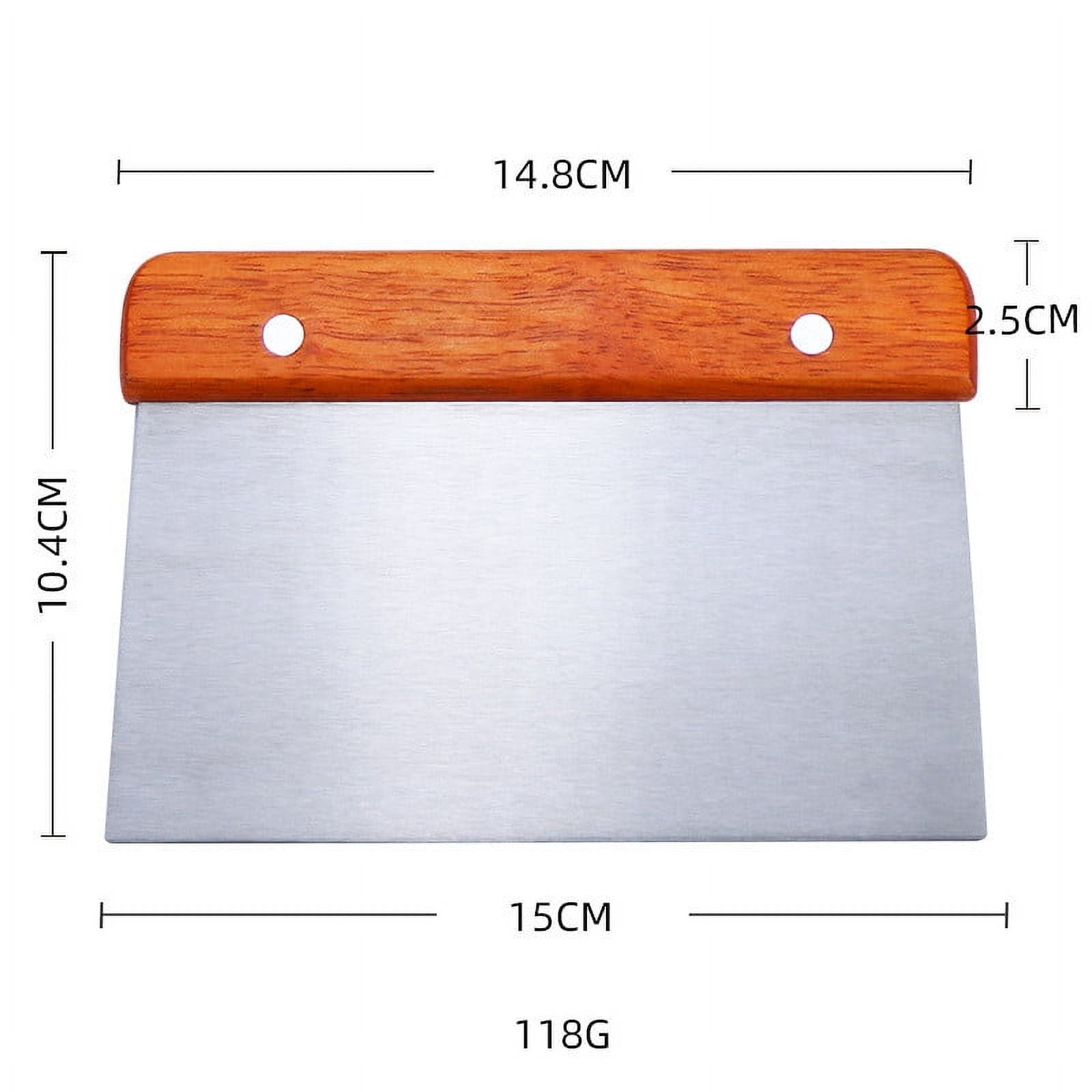 Stainless Steel Scraper, Wooden Handle, Kitchen tool, Dough Cutter ...