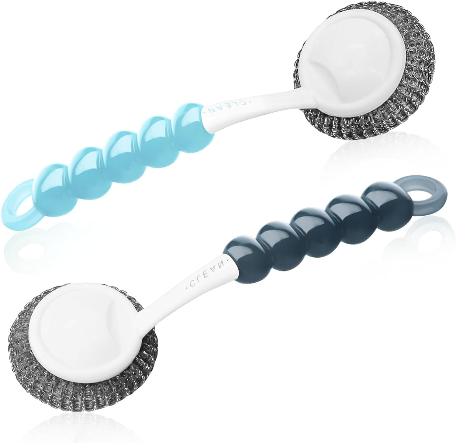 Stainless Steel Scrubber Dish Brush with Handle, Kitchen Steel Wool Pot ...