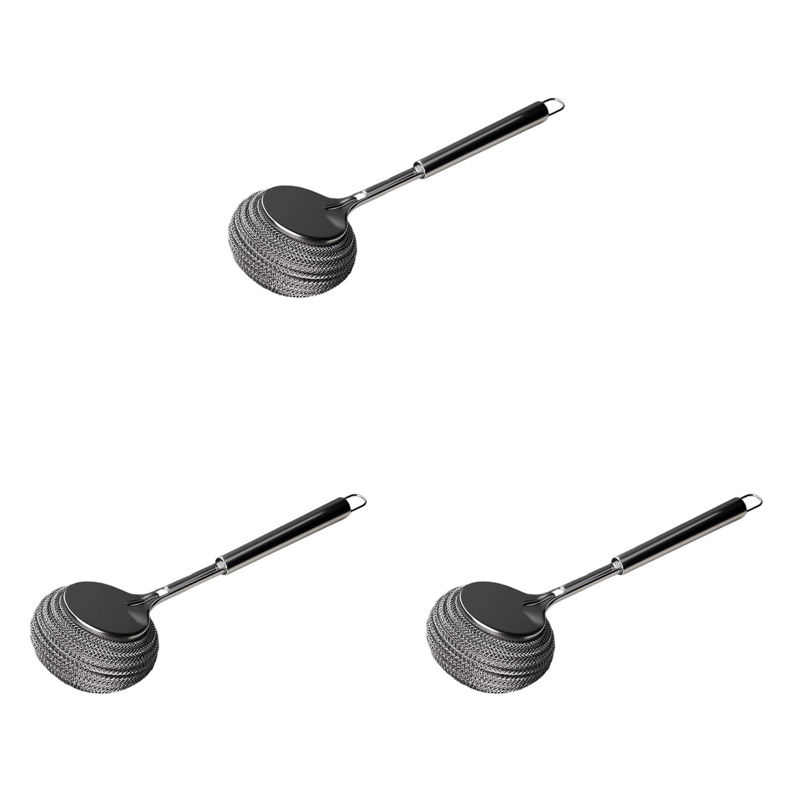 Stainless Steel Scrubber with Long Handle - Heavy Duty Metal Scrub ...