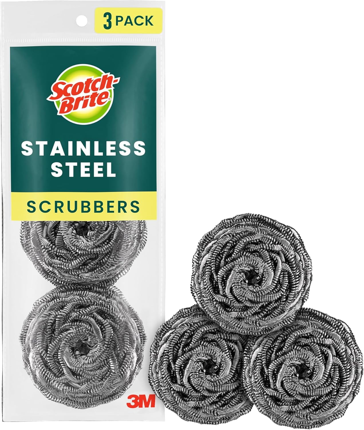 Stainless Steel Scrubbers, Scouring Pads for Cleaning Tough Baked-On ...