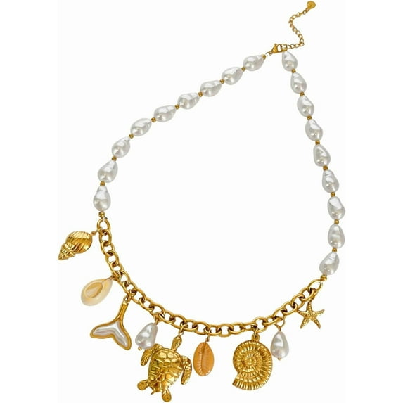 Stainless Steel Sea Turtles Starfishes Shell Pendant Necklace Sea ...