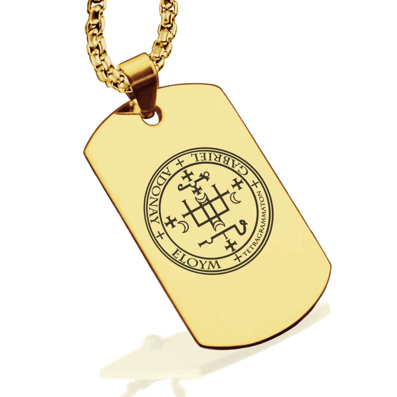 Stainless Steel Seal of Archangel Gabriel Dog Tag Pendant Necklace ...