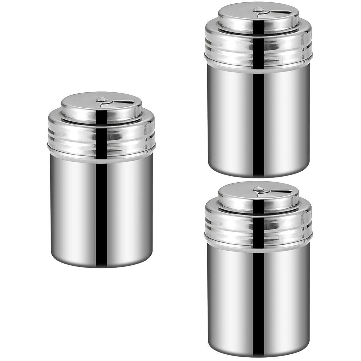 Stainless Steel Seasoning Jar Storage Tins Bottle Set of 3 Pepper ...