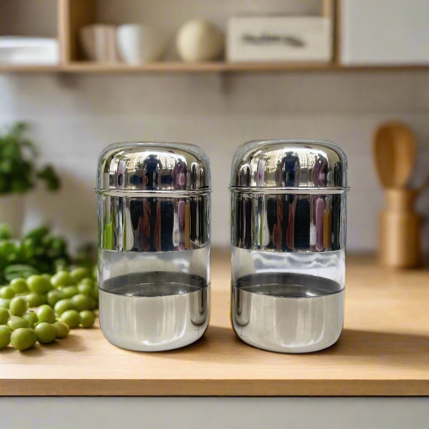 Stainless Steel See Thru Storage Container Capsule Design | Premium ...