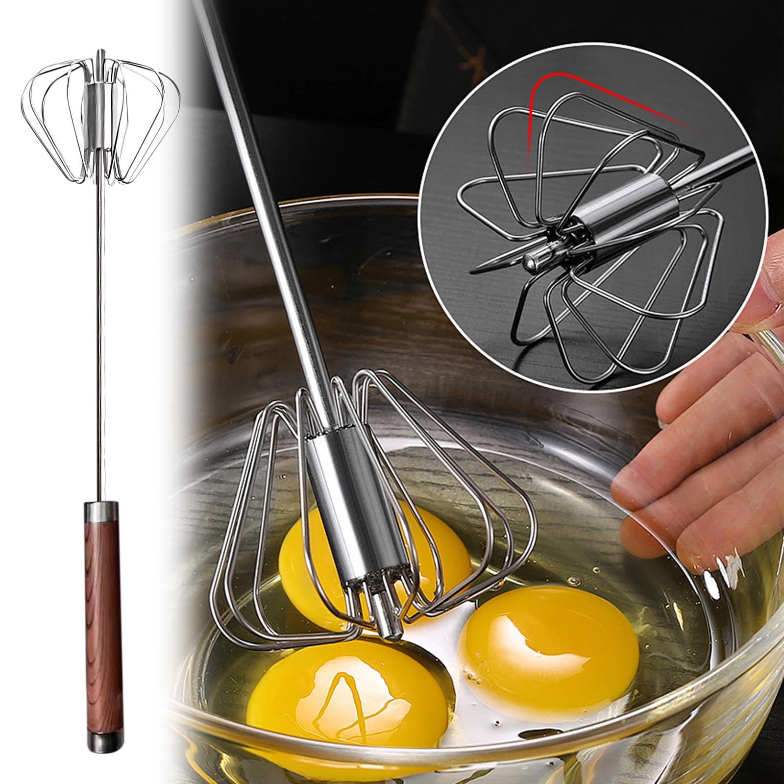 Stainless Steel Semi-Automatic Rotary Whisk | Hand Press Manual Mixer ...