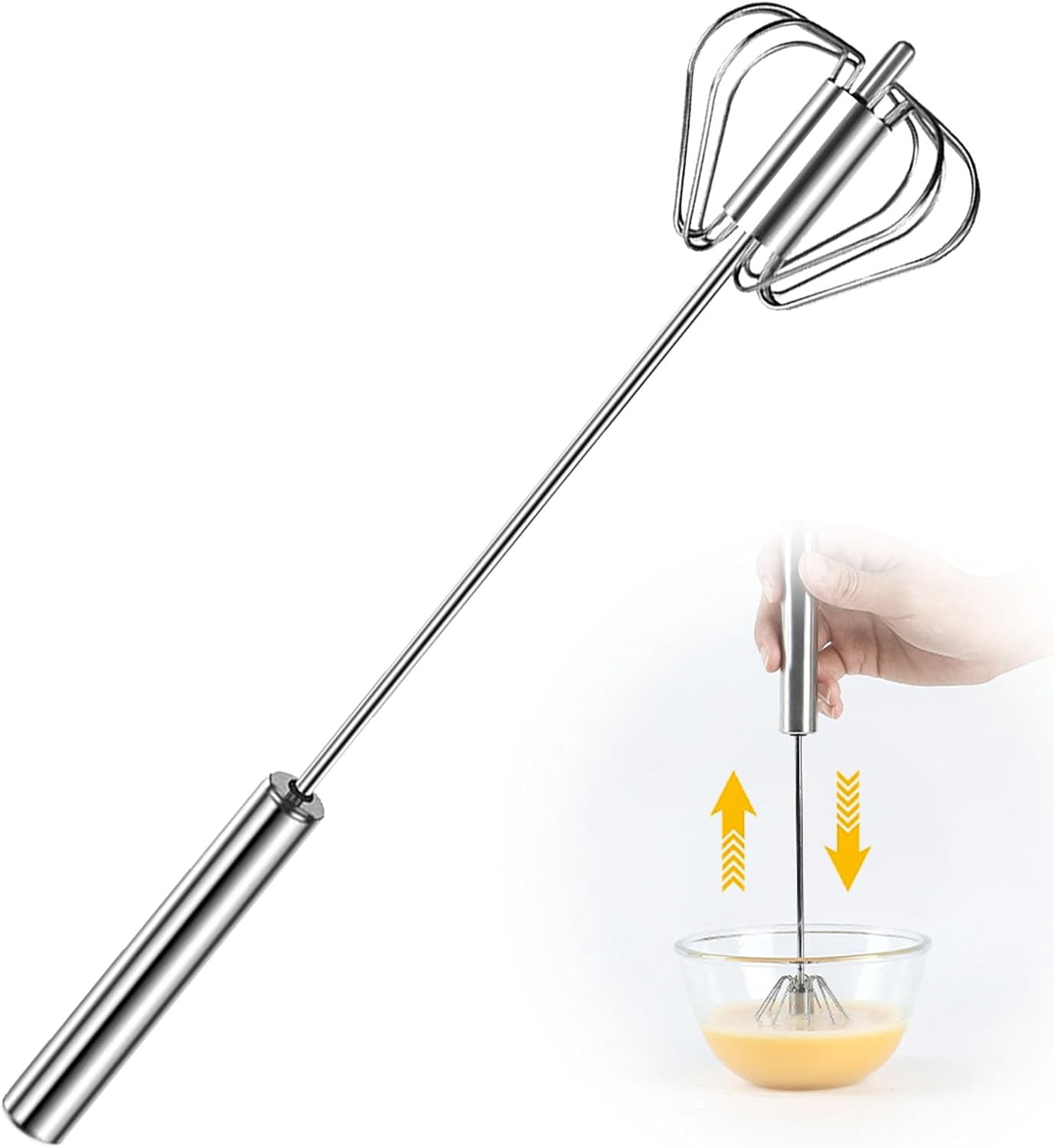 Stainless Steel Semi-Automatic Whisk, 2024 New Stainless Steel Egg ...