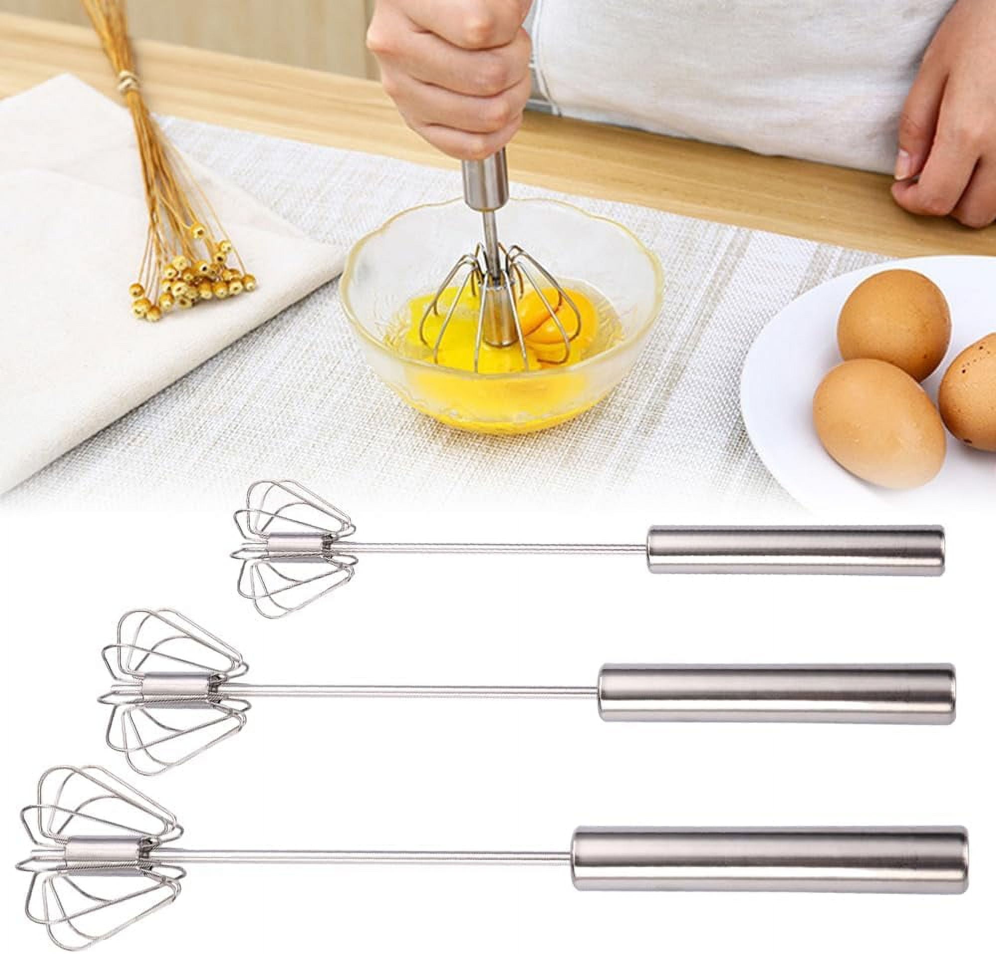 Stainless Steel Semi-Automatic Whisk, Multifunction Egg Beater Hand ...