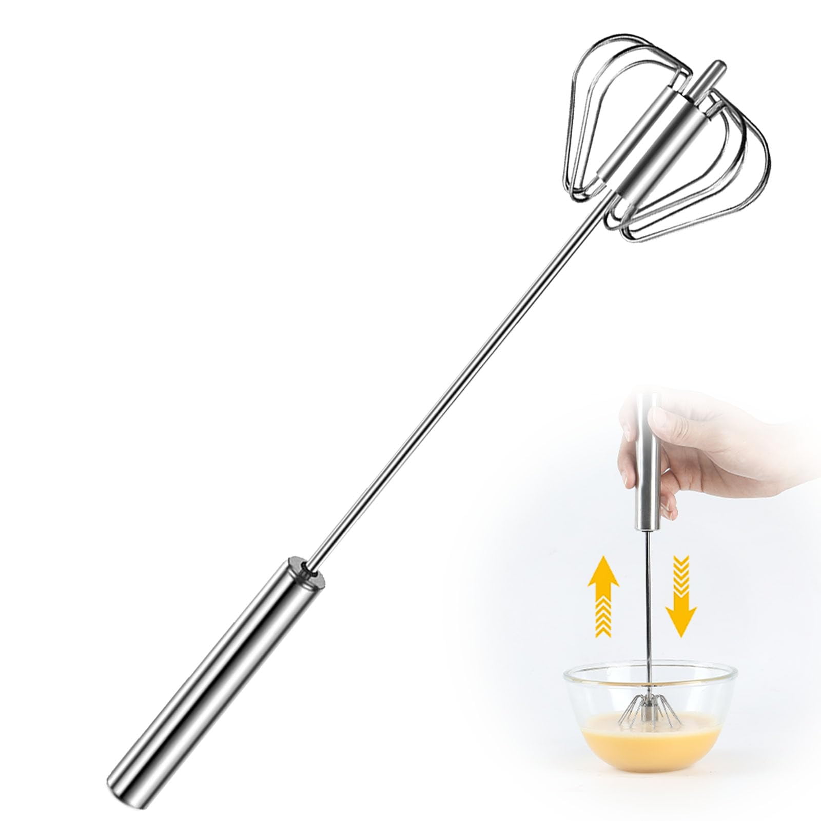 Stainless Steel Semi-Automatic Whisk, New Stainless Steel Egg Whisk ...