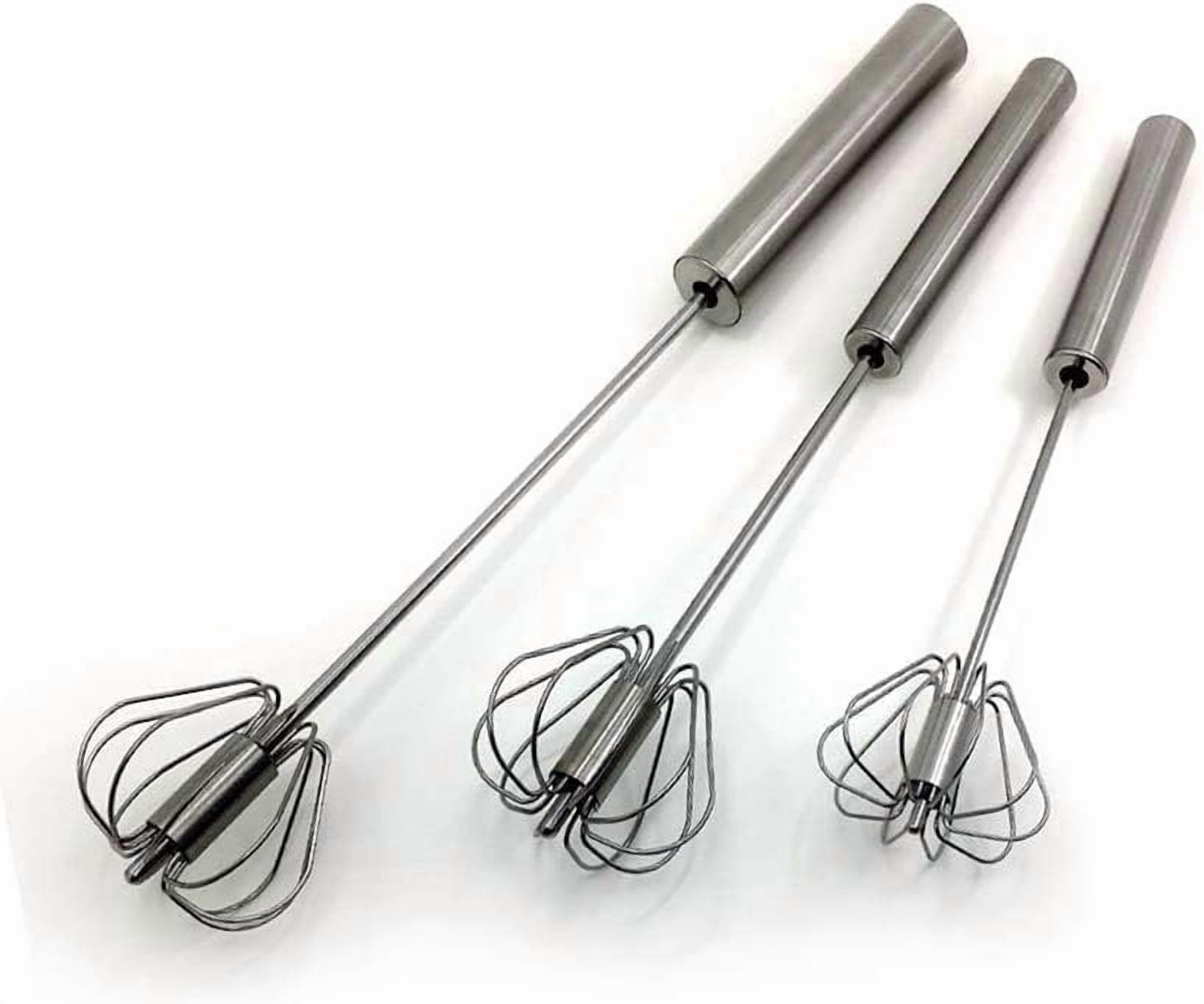Stainless Steel Semi-automatic Egg Whisk - 3 count Hand Push Rotary ...