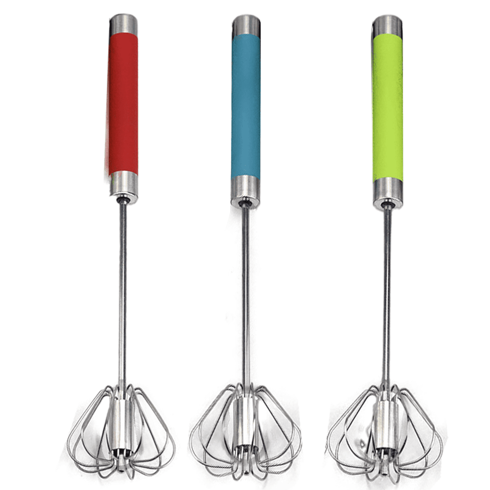Stainless Steel Semi automatic Egg Whisk 3PCS Hand Push Whisk Blender ...