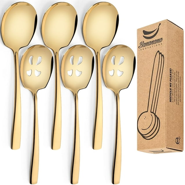 Stainless Steel Serving Spoon x 3, Slotted Serving Spoon x 3, 9.14 ...