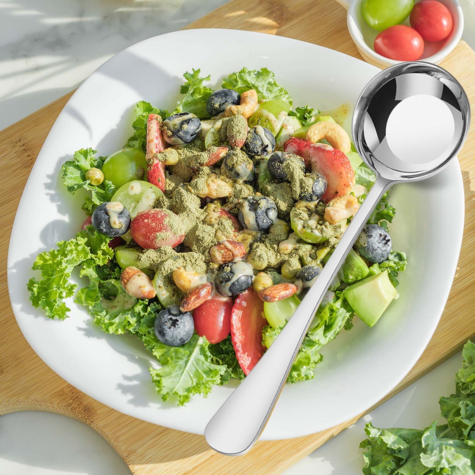 Stainless Steel Serving Spoons, Round Head Mirror Finish - Soup, round ...