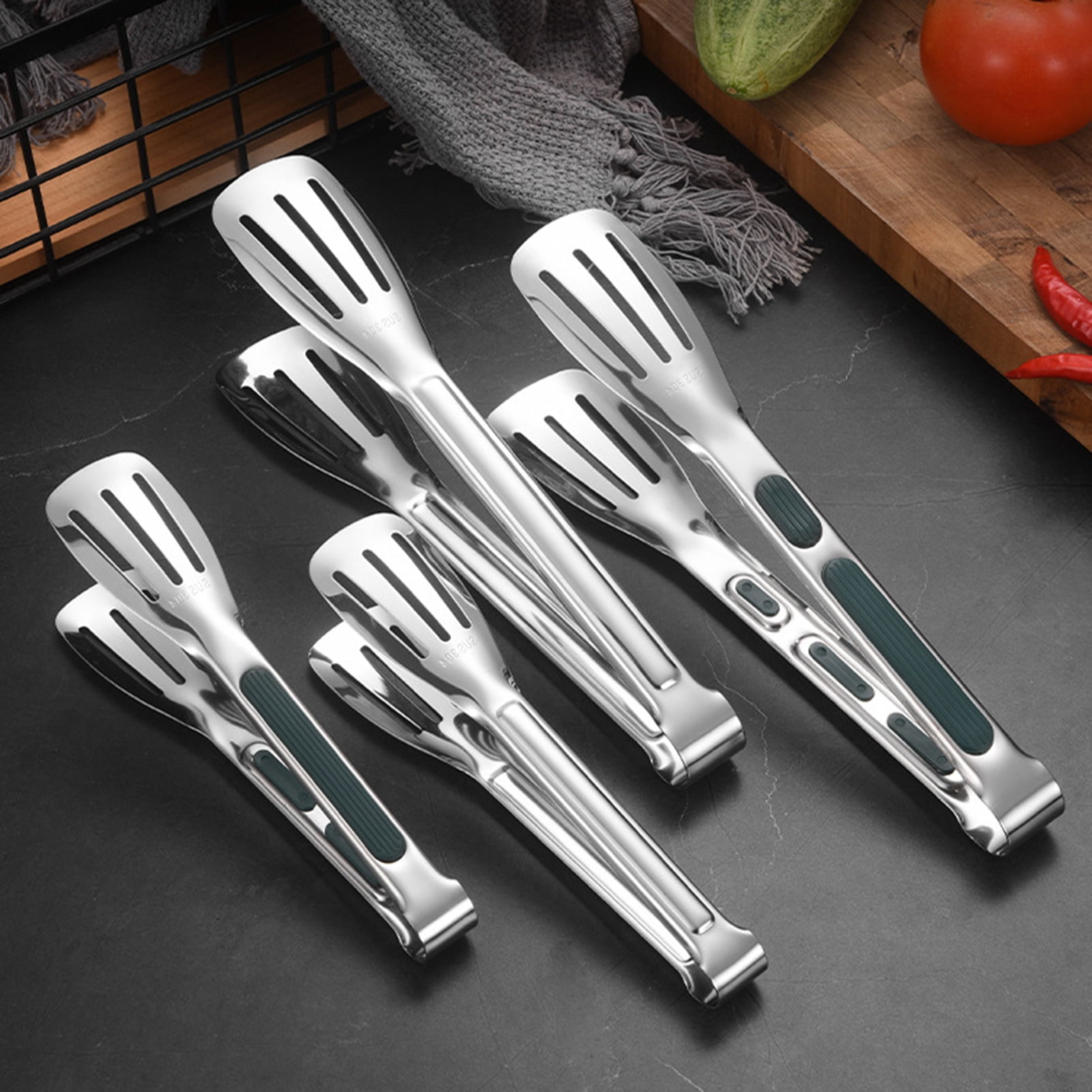 Stainless Steel Serving Tongs Heat Resistant Kitchen Tongs Non-Slip ...