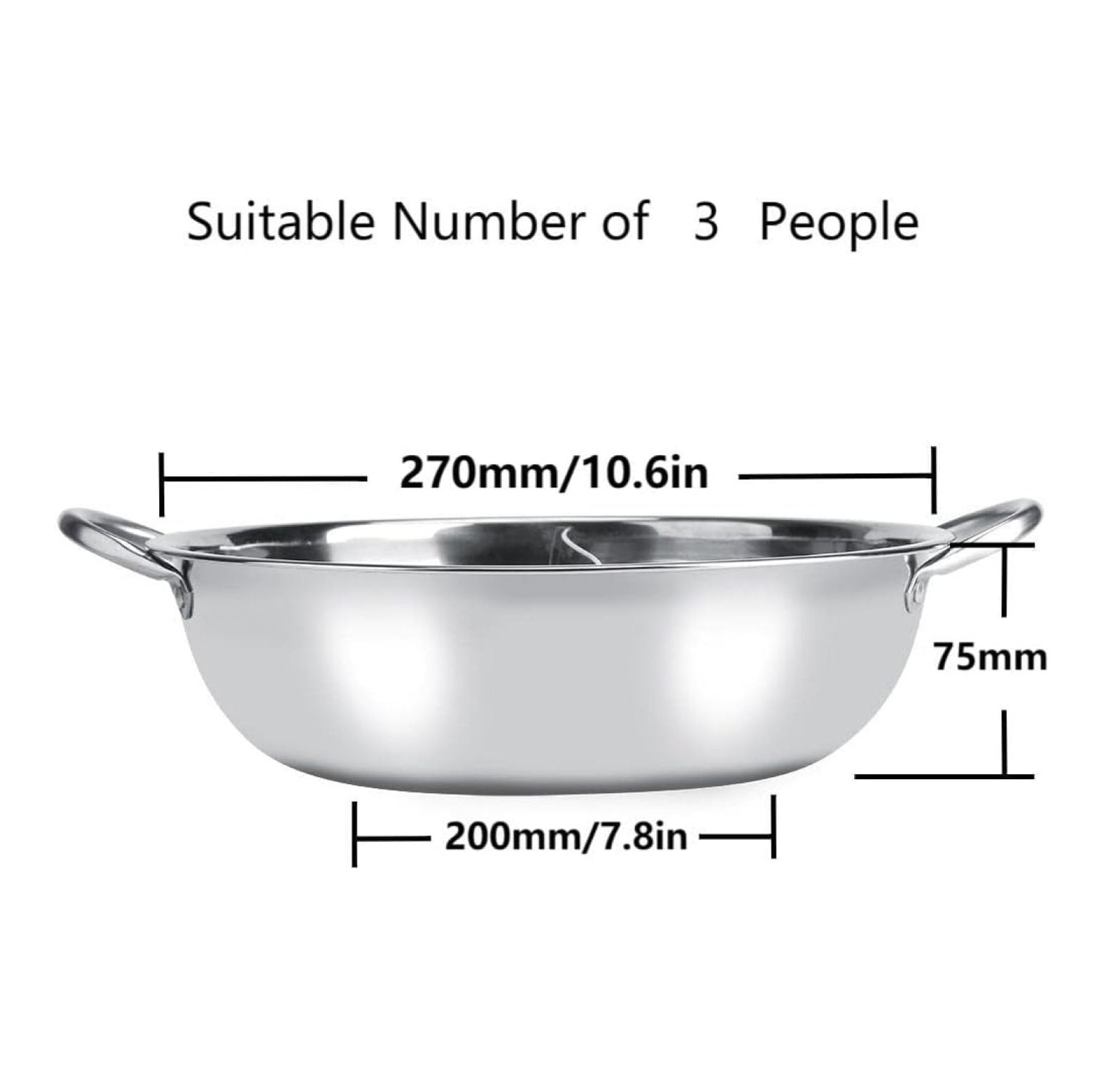Stainless Steel Shabu Hot Pot, Divided Hot Pot Pan Hollow handle for ...