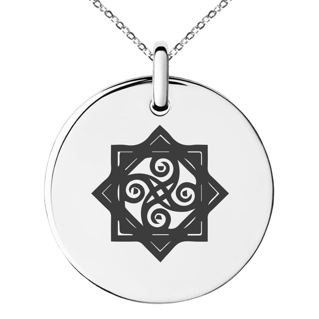 Stainless Steel Shadow Magic Rune Engraved Small Medallion Circle Charm ...