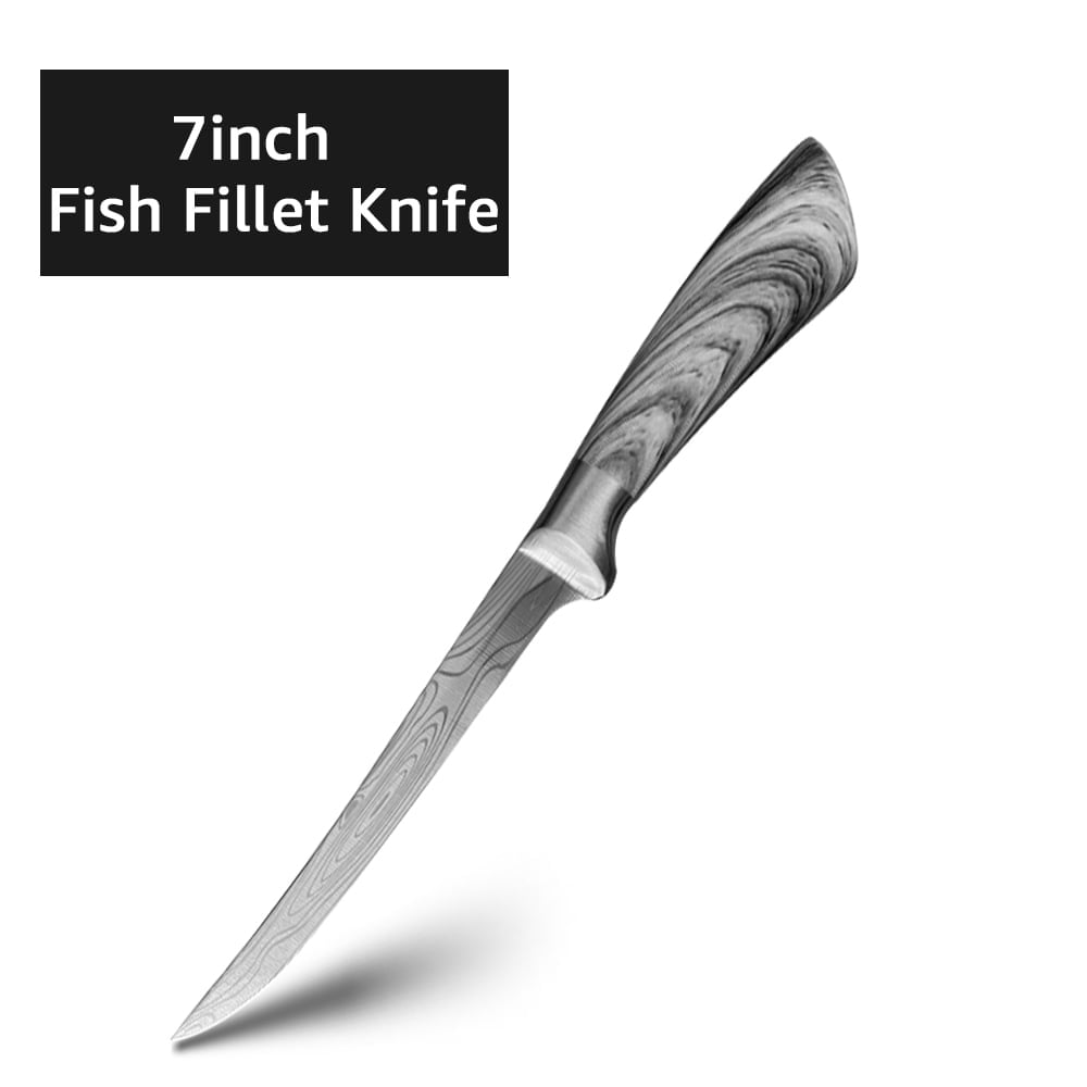 Stainless Steel Fishing Knife,7inch Damascus Laser Boning Knife ...
