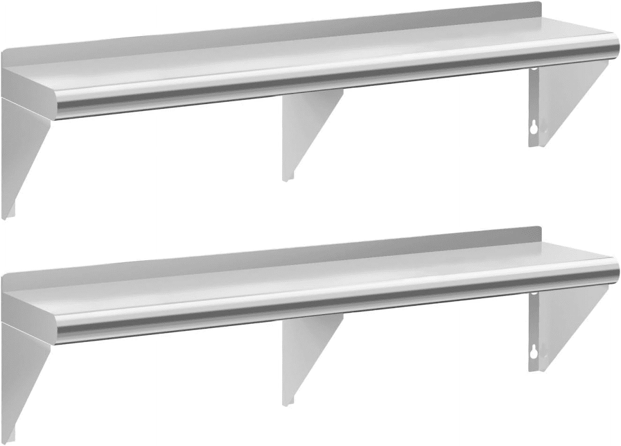 Stainless Steel Shelf 12" x 60", 2 Pack NSF Wall Mounted Commercial ...