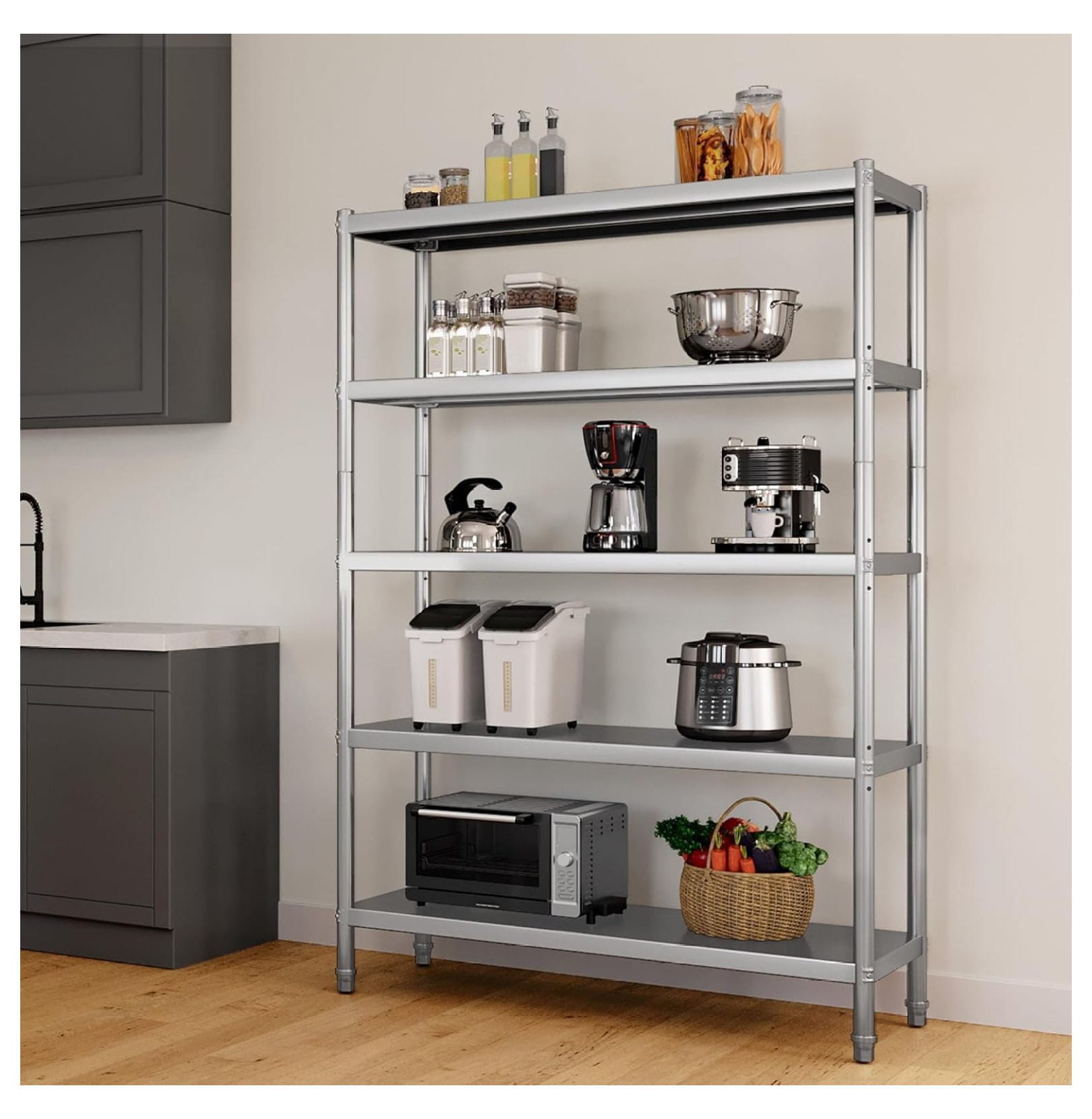 Stainless Steel Shelves, "*18"*72" 5 Tier Storage Shelf, Heavy Duty ...