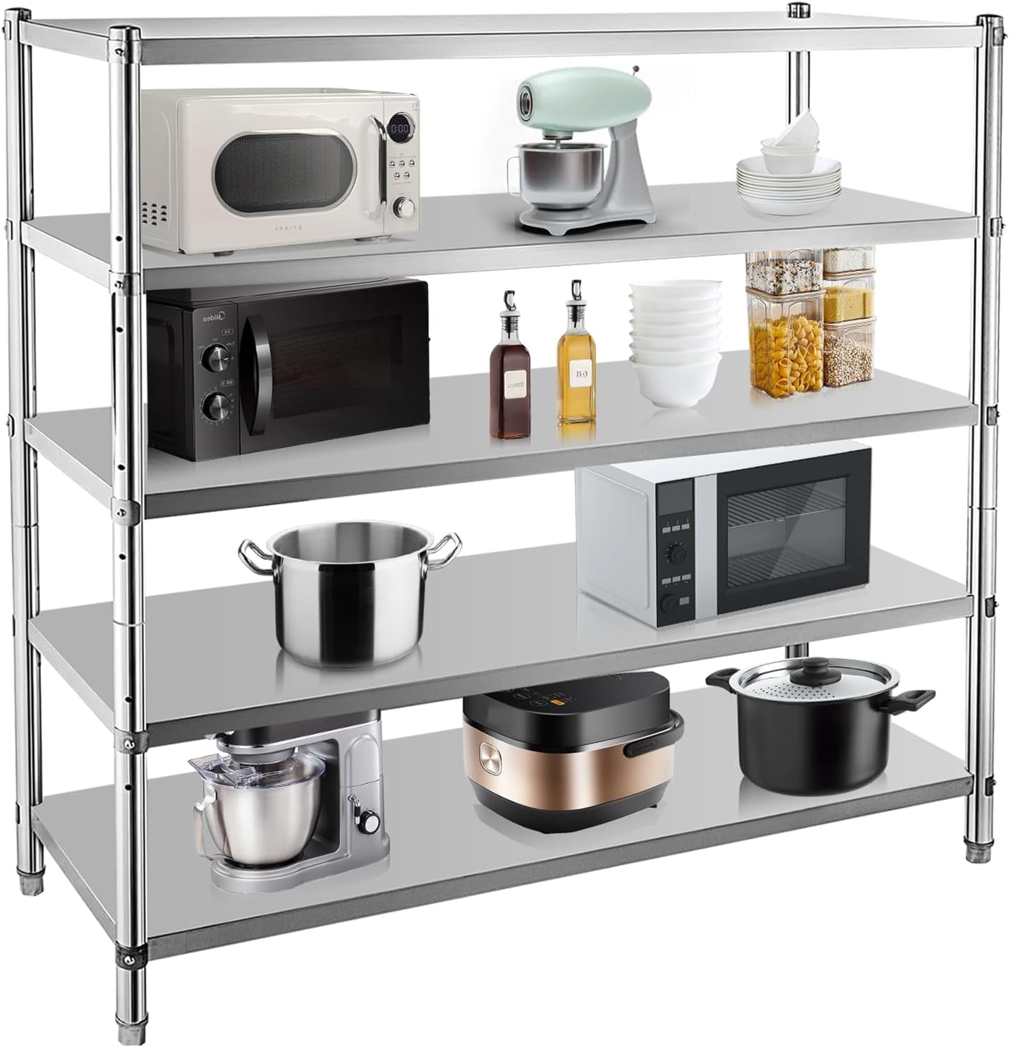 Stainless Steel Shelves,72 in Storage Shelf 5-Tier Heavy Duty Storage ...