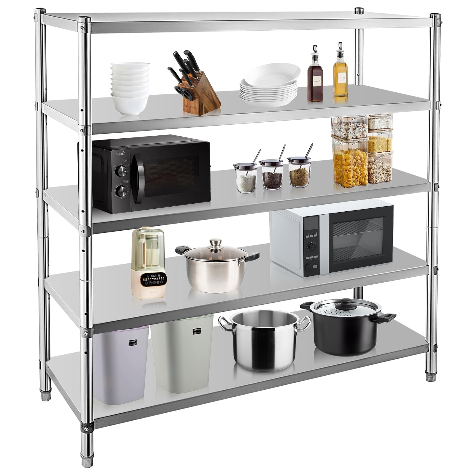 Stainless Steel Shelves,Storage Shelf 5-Tier Heavy Duty Adjustable ...