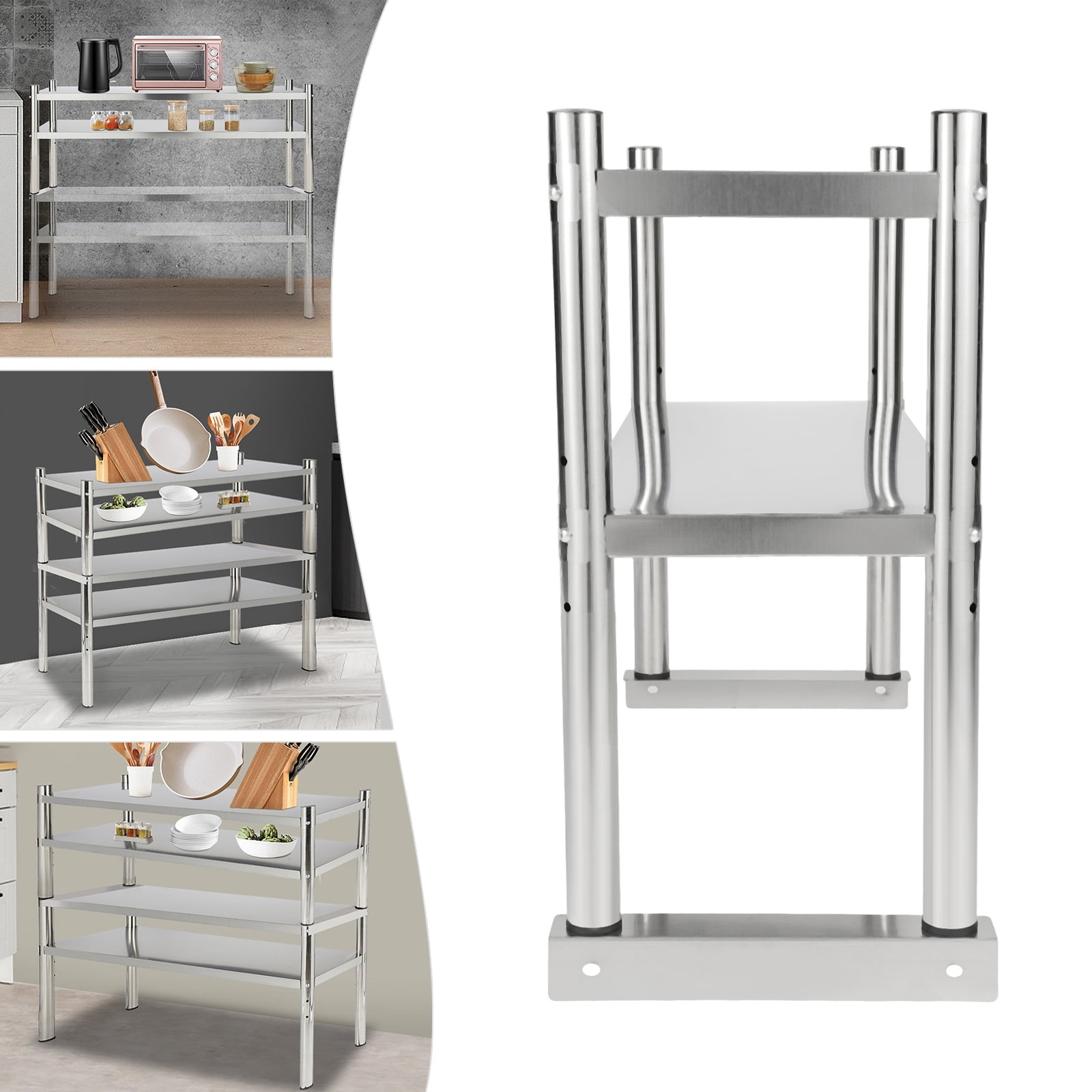 Stainless Steel Shelving 12*30in Floor Standing 2 Tier Adjustable Shelf ...