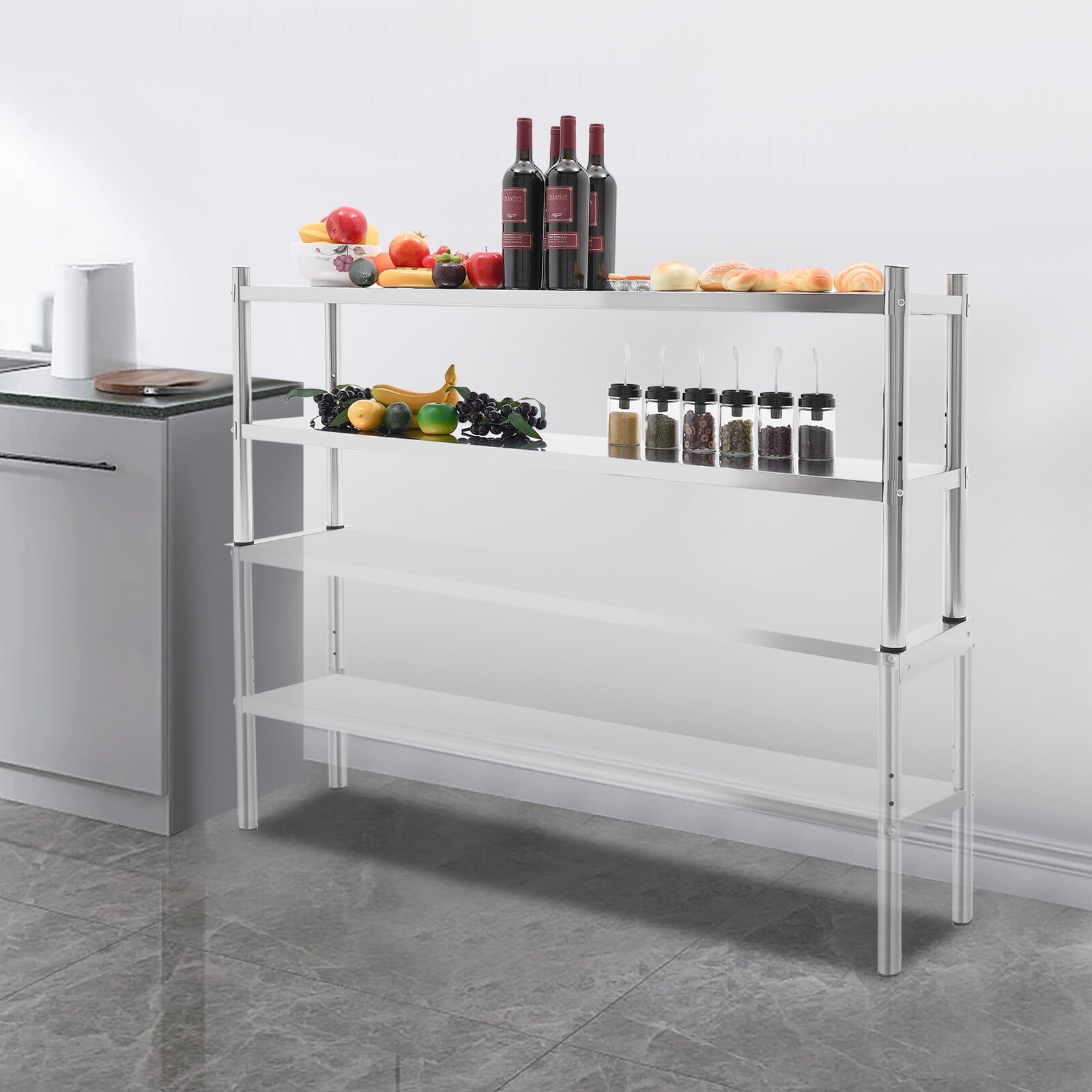 Stainless Steel Shelving, 2 Tier Shelf Storage,Heavy Duty Shelving ...