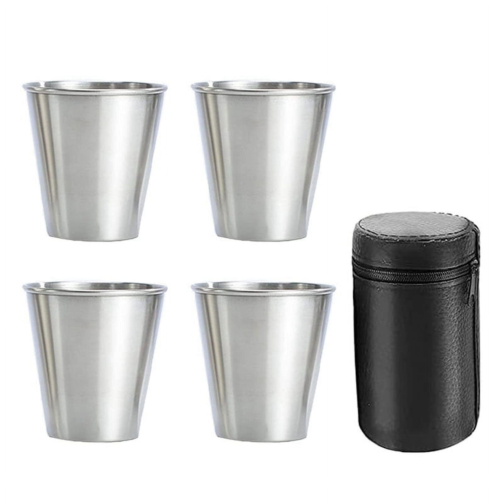 Stainless Steel Shot Cups, Set of 4 Cups, Metal Shot Glasses, Stackable ...