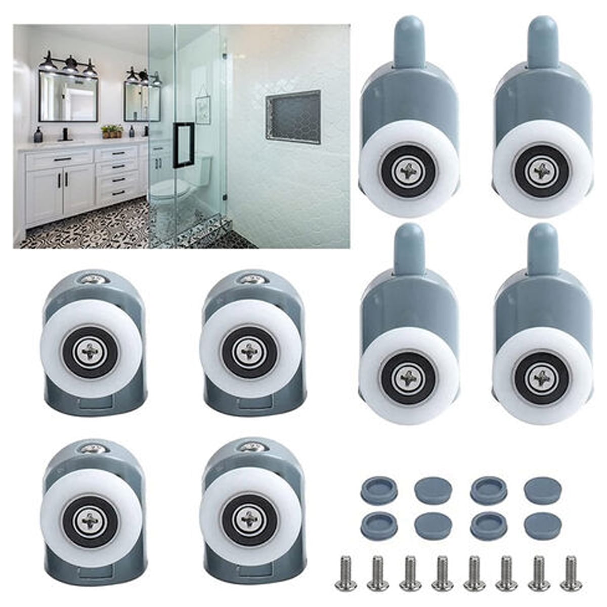 Set of 8 Sliding Shower Door Casters 23mm Roller Door Roller Caster ...
