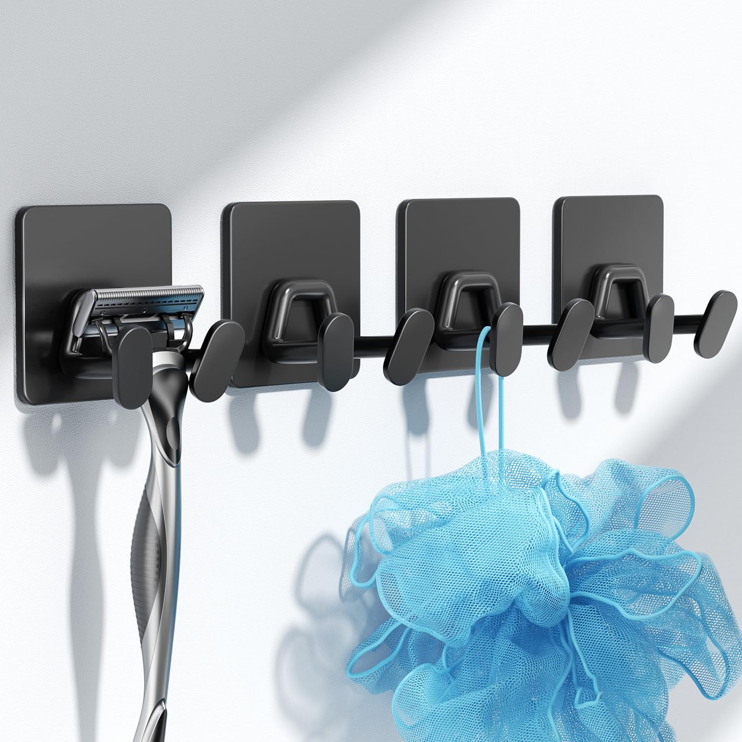 Stainless Steel Adhesive Shower Hooks for Bathroom, Heavy Duty Wall ...