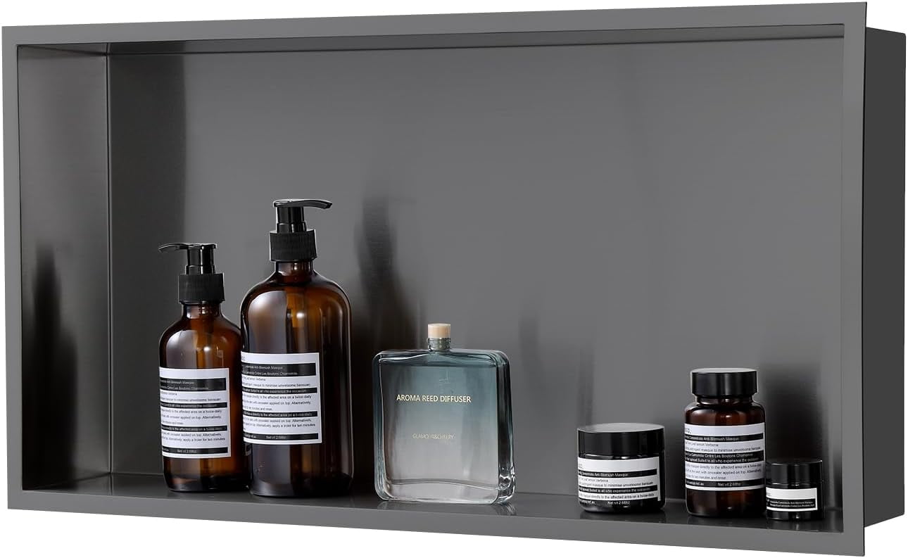Stainless Steel Shower Niche, 12" X 24" Nano Black Niche for Shower ...