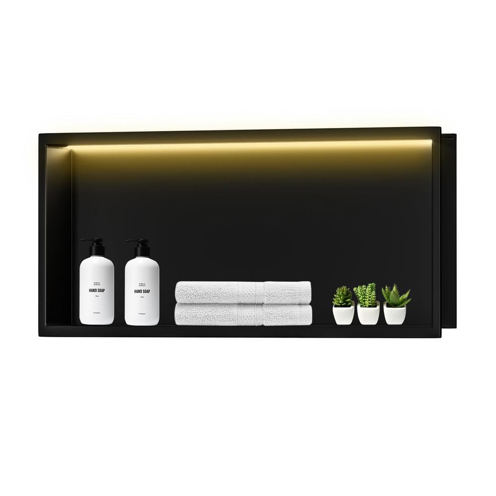 Stainless Steel Shower Niche 27.5X11X5Inch, Matte Black Over-Mount ...