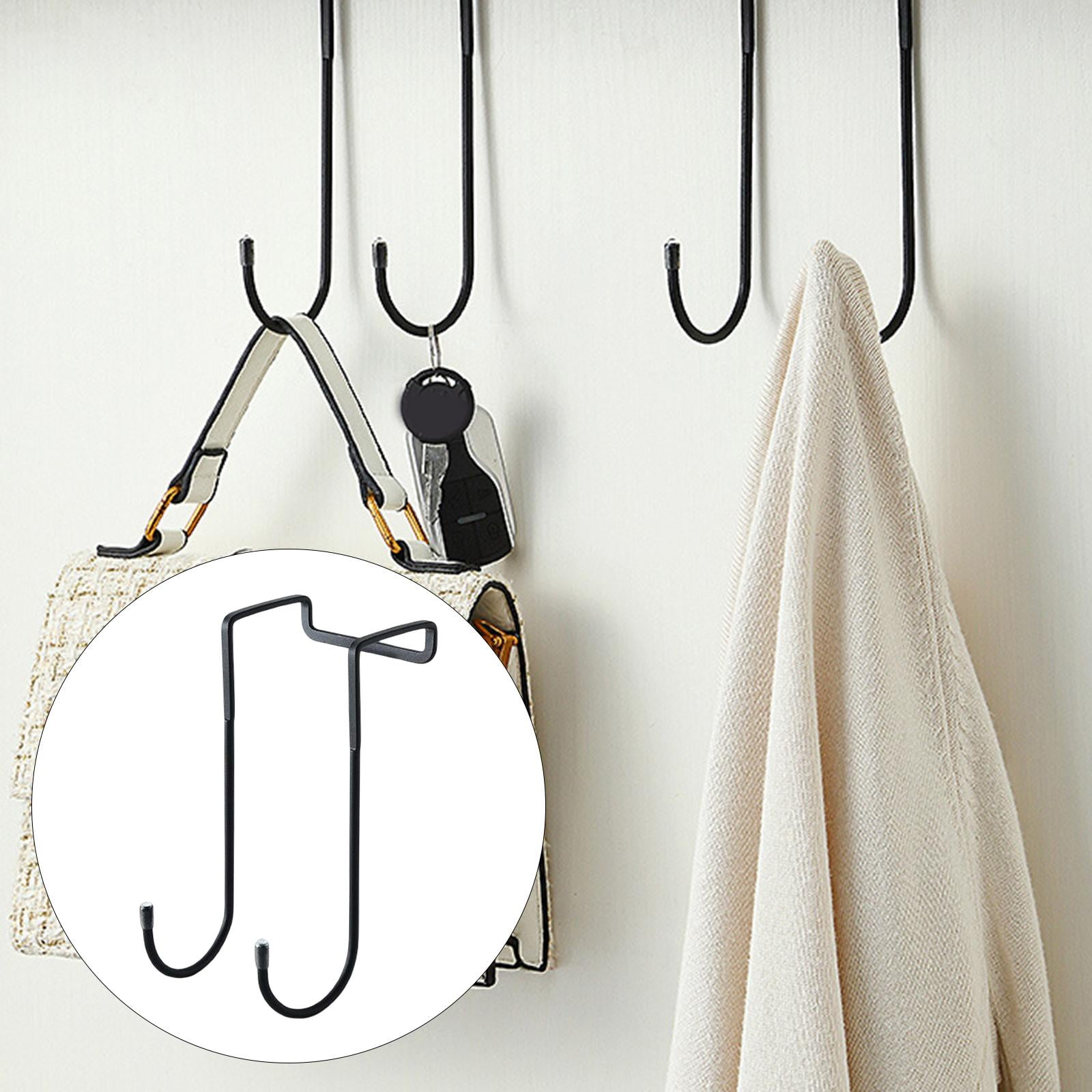 Stainless Steel Shower Squeegee Hooks Hanging Over Cabinet Door Hooks ...