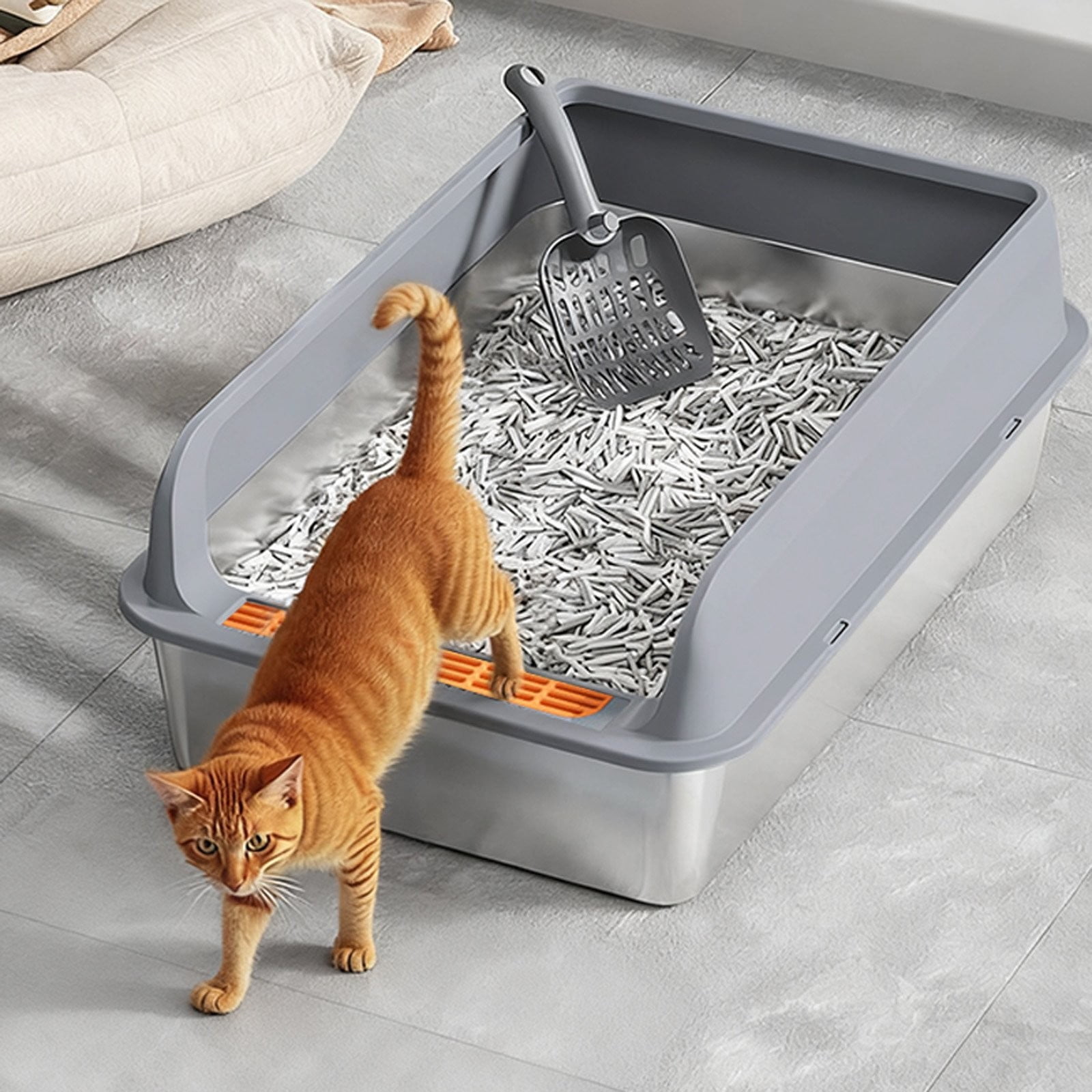 Stainless Steel Sifting Litter Box with Lid,Extra Large Sifting Cat ...