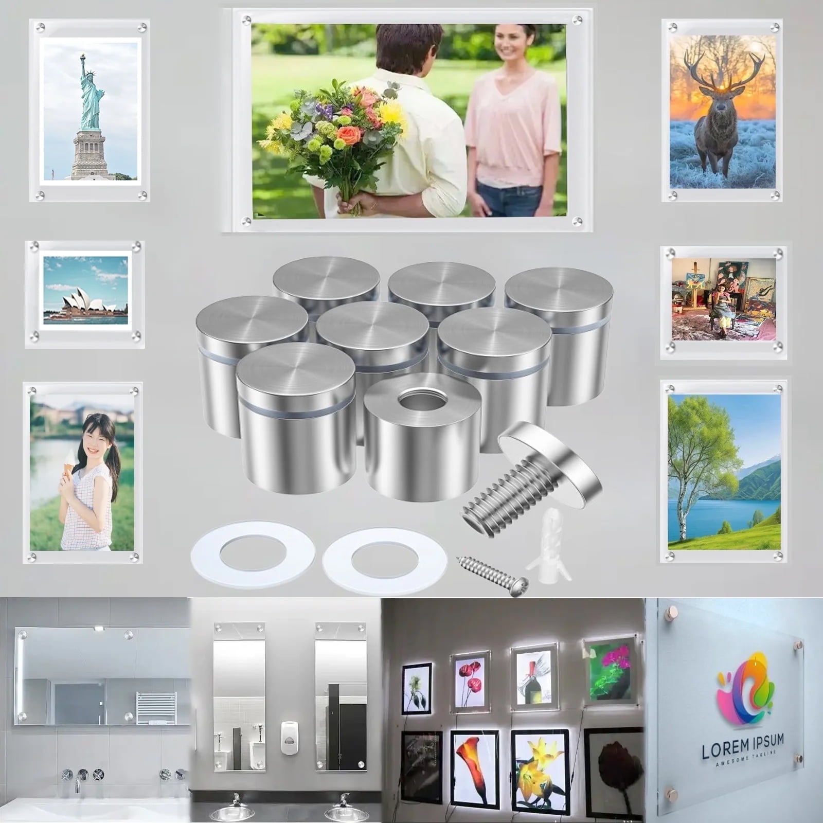 Stainless Steel Sign Standoff Screws Kit – 8-Pack Anti-Rust Wall Mounts ...