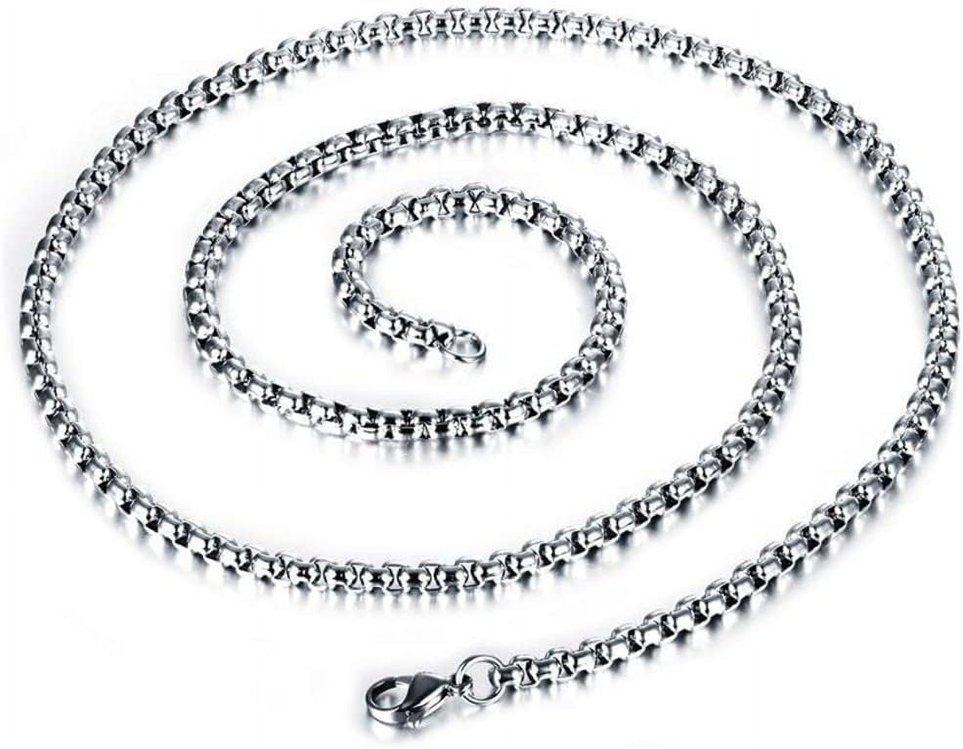 Stainless Steel Silver Chain Necklace Cuban Link Curb Cable Rope Box ...