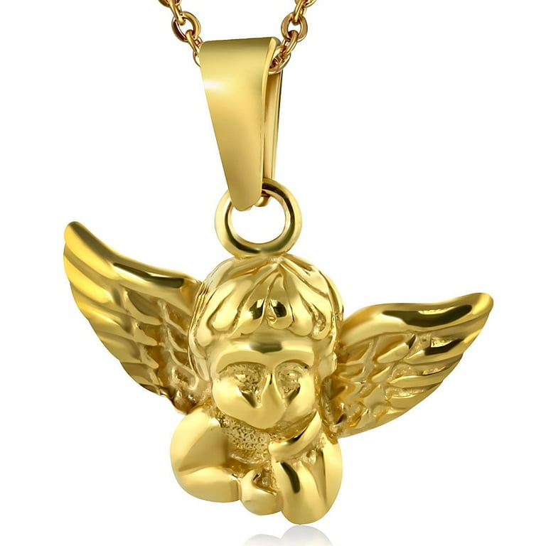 Stainless Steel Angel Pendant Necklace HZMAN Angel Wing Necklace For